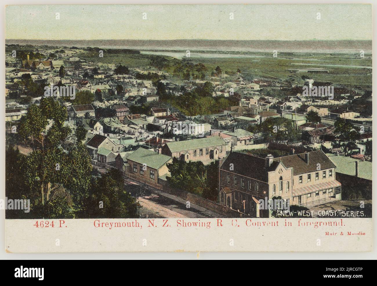 Greymouth, New Zealand, showing Roman Catholic Convent in foreground ...