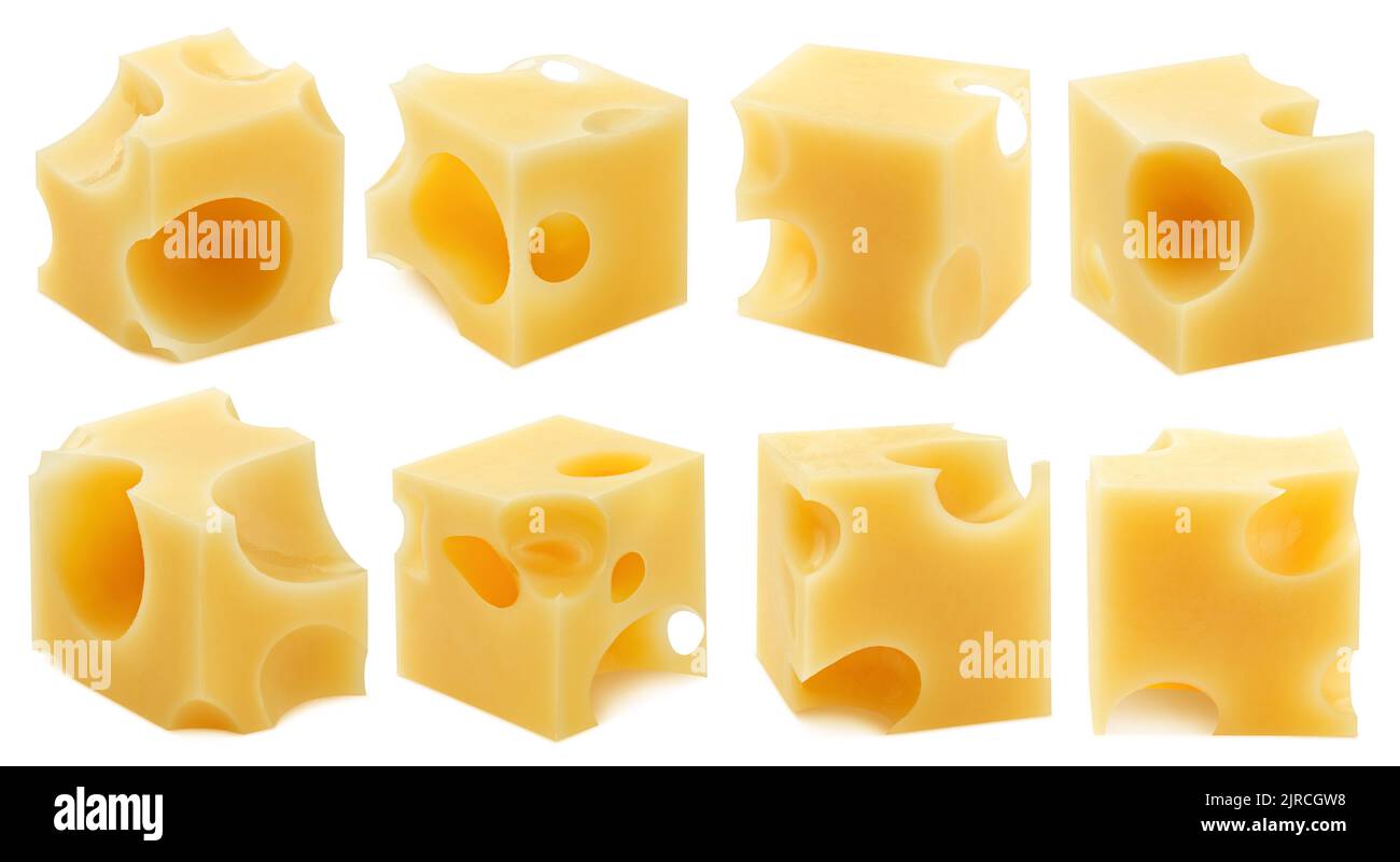 cheese cube, isolated on white background, clipping path, full depth of ...