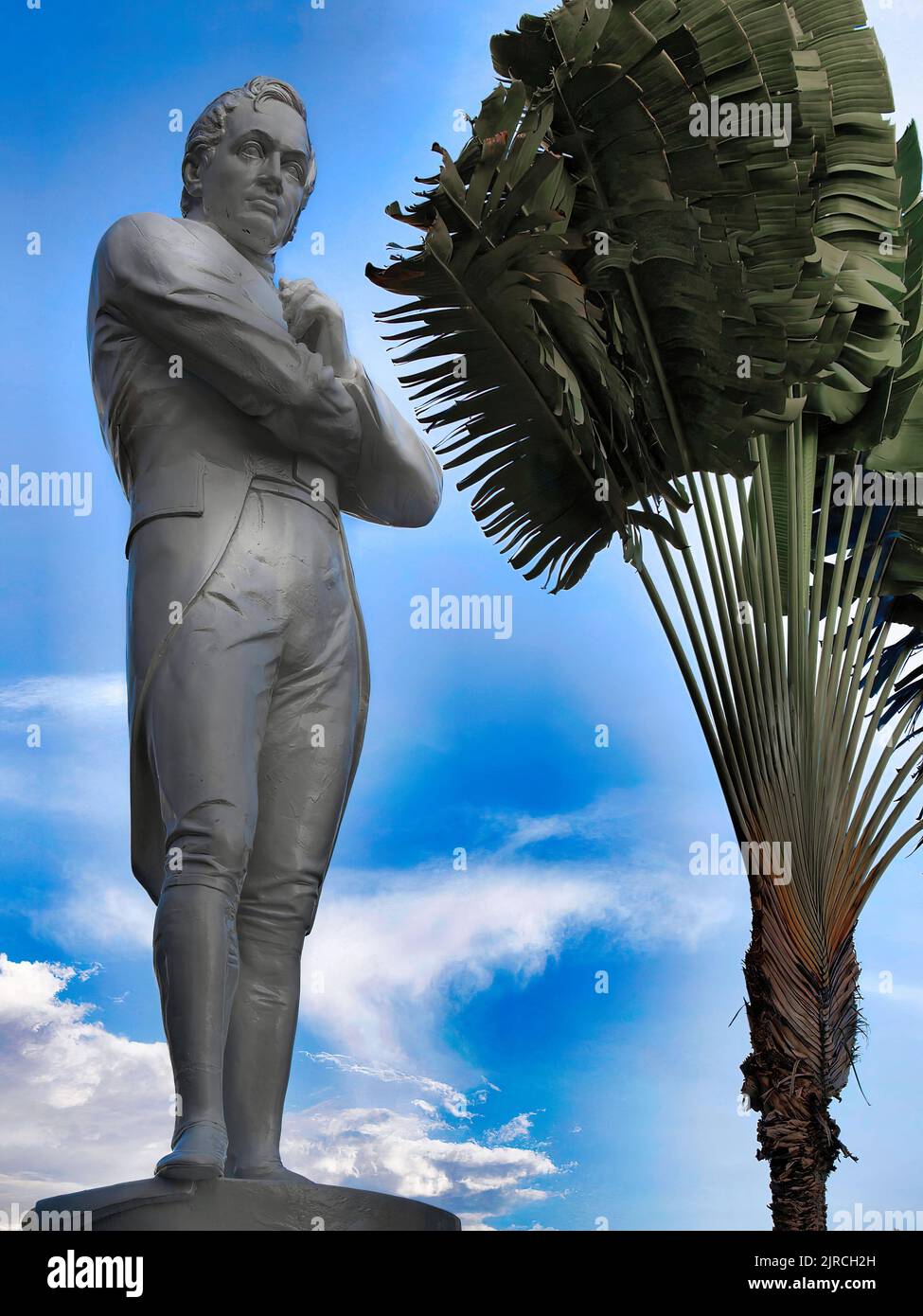 Singapore, Sir Stamford Raffles, Founder of Singapore 1819 Stock Photo ...