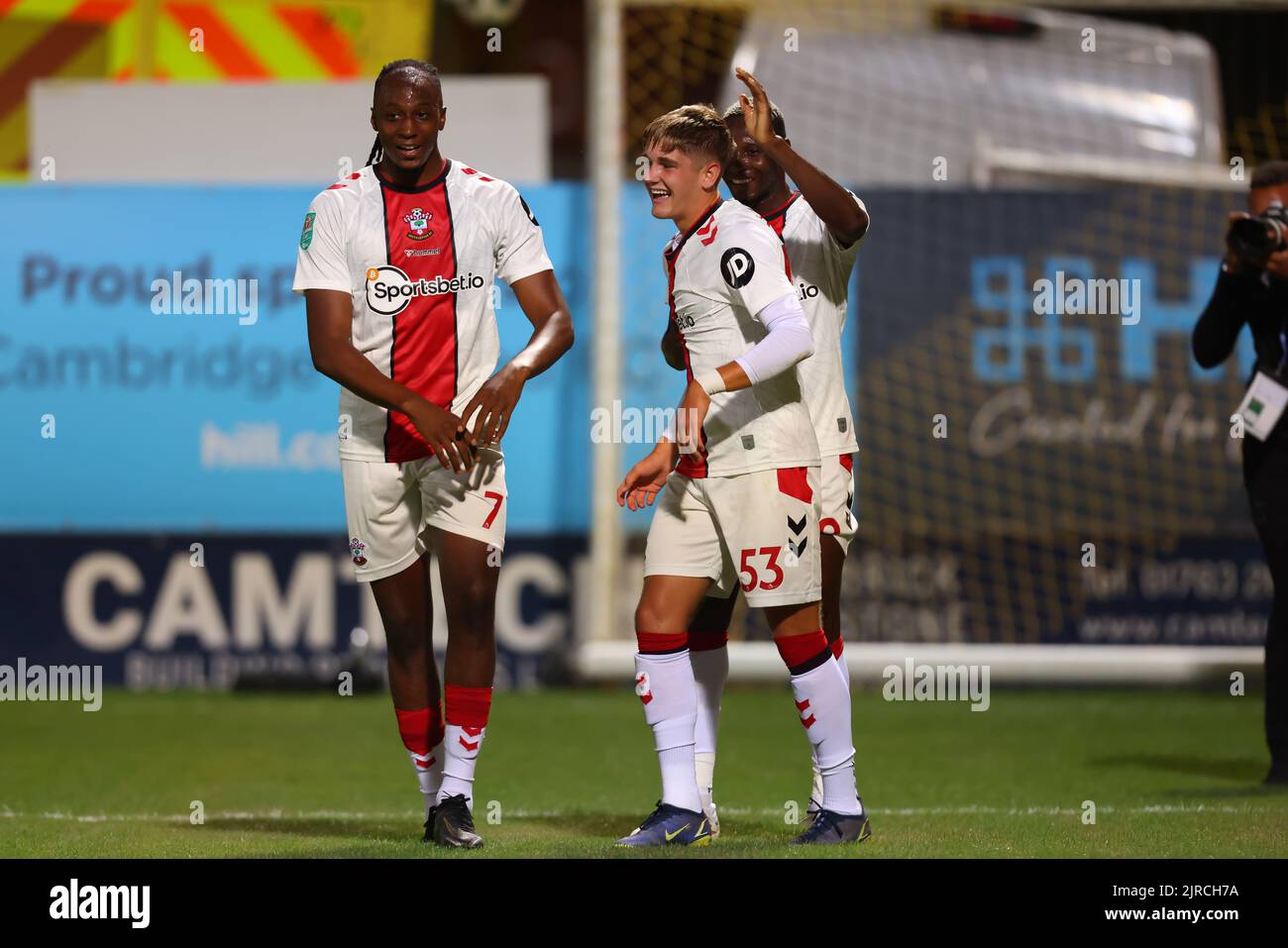 Abbey Stadium, Cambridge, UK. 23rd Aug, 2022. EFL Carabao Cup football ...