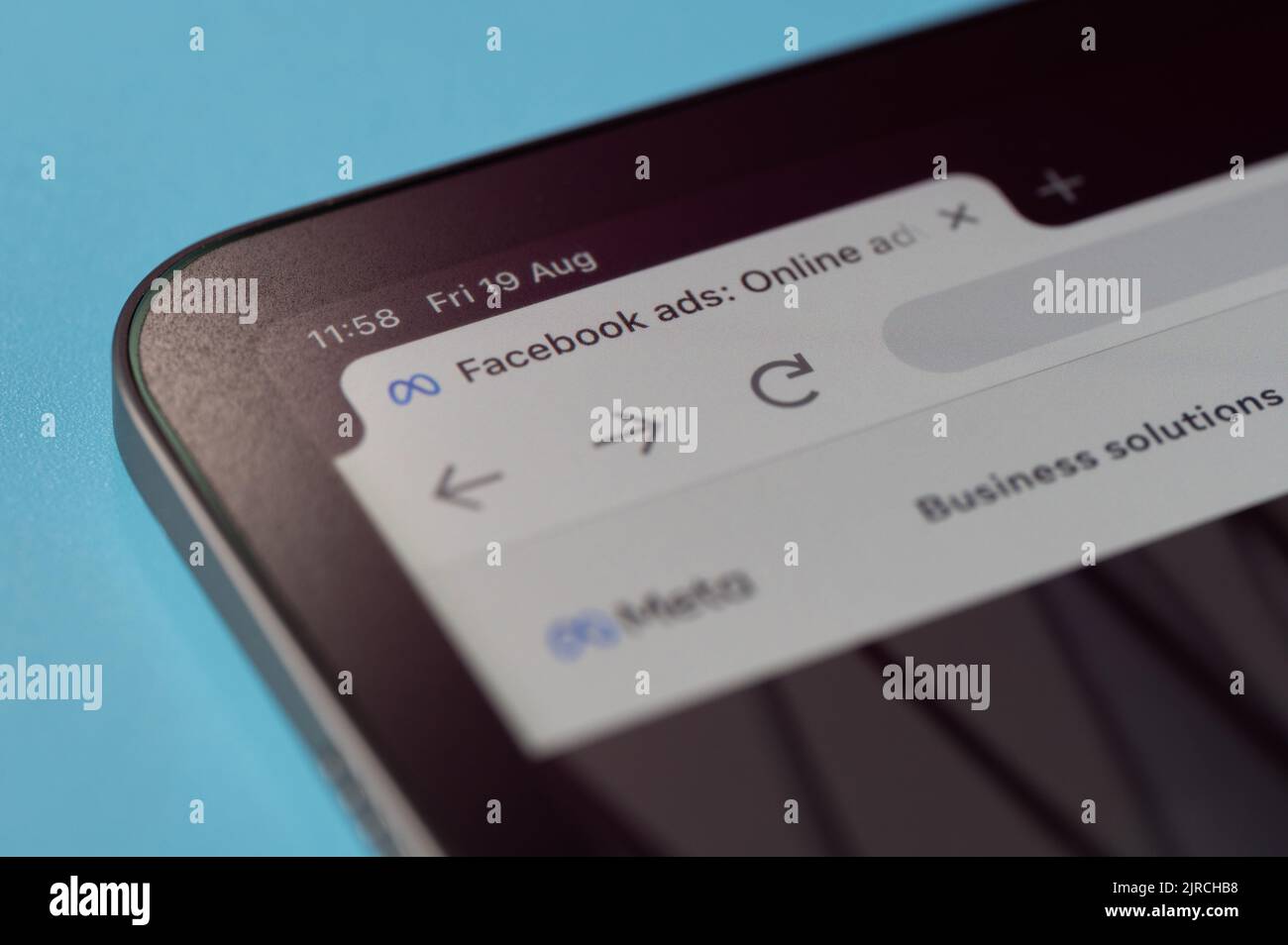 New york, USA - august 20, 2022: Facebook ads online on tablet screen ...