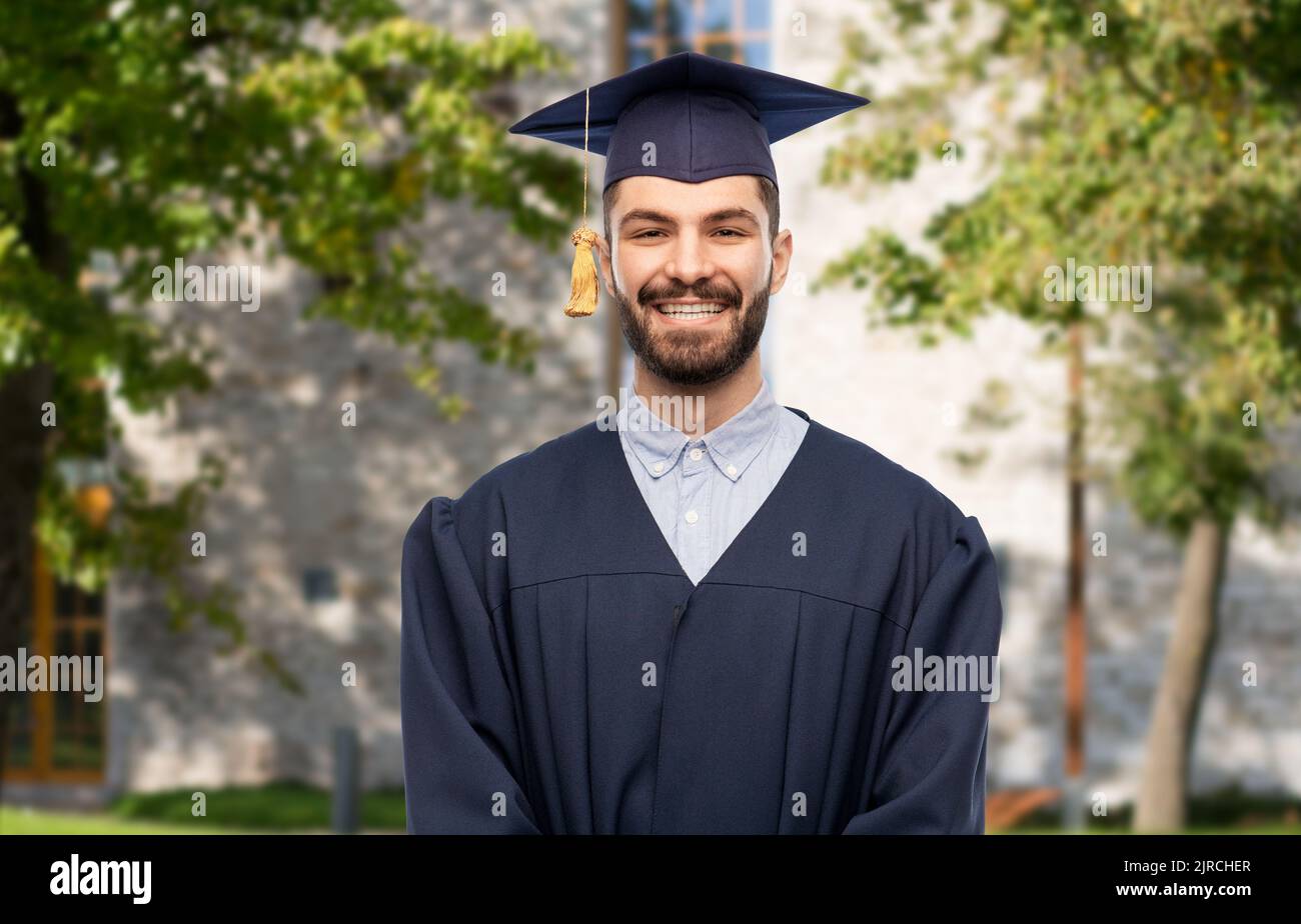 graduate student in mortar board and bachelor gown Stock Photo - Alamy