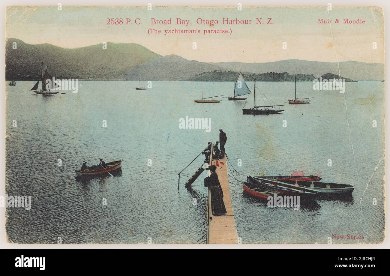 Broad Bay, Otago Harbour, New Zealand, 1904-1915, Dunedin, by Muir ...