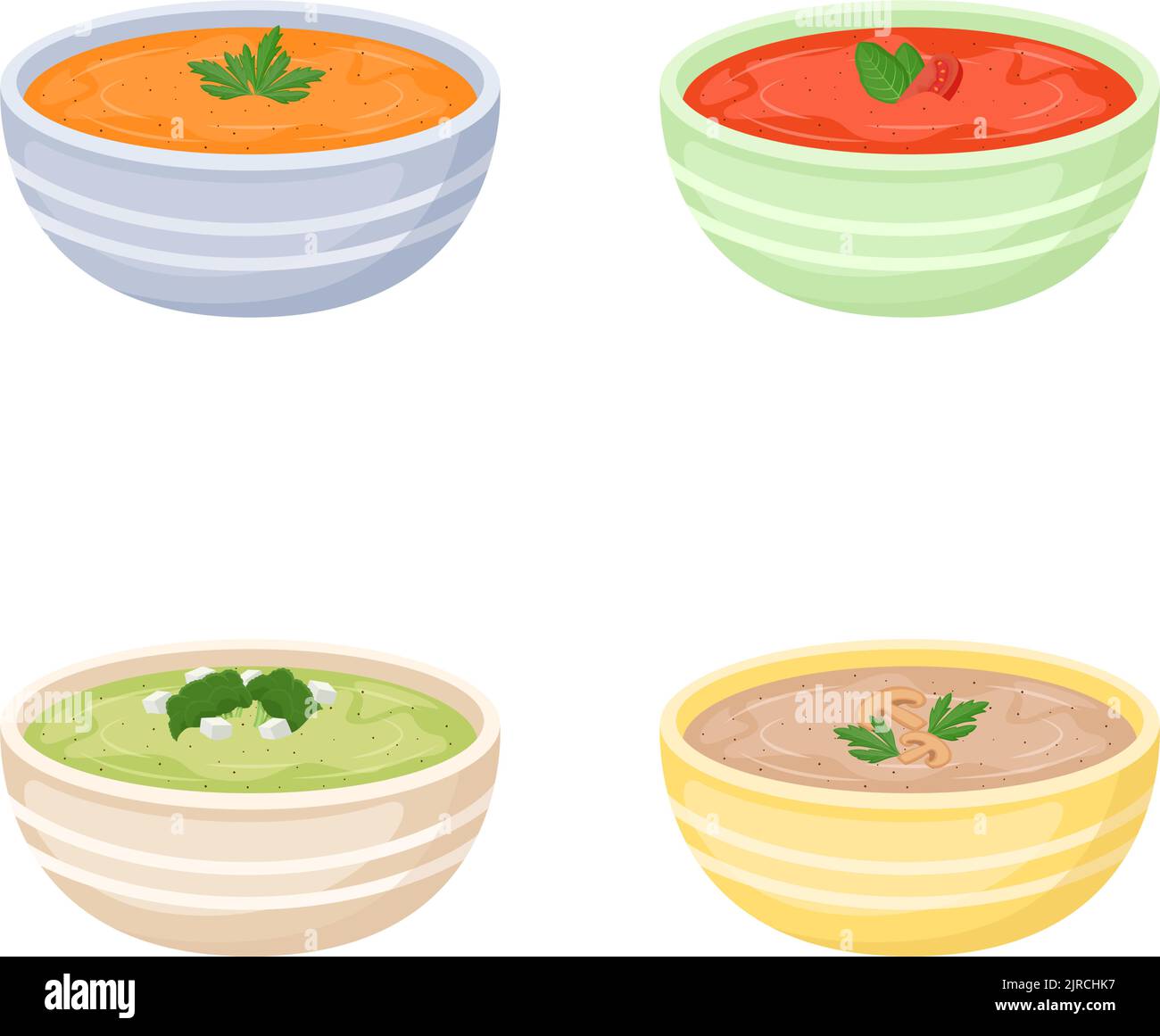 Set of bowls with cream soup, vector Illustration Stock Vector Image ...