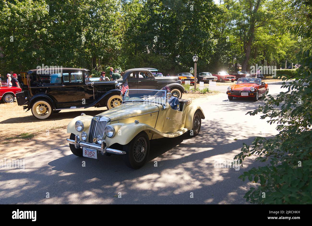A restored antique MG in an antique auto parade in Dennis ...