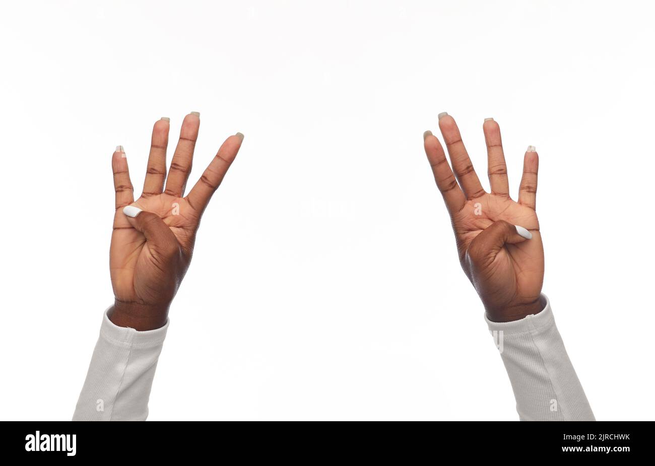 african american woman showing eight fingers Stock Photo - Alamy