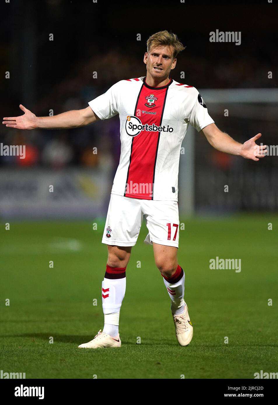 Southampton's Stuart Armstrong reacts during the Carabao Cup second ...