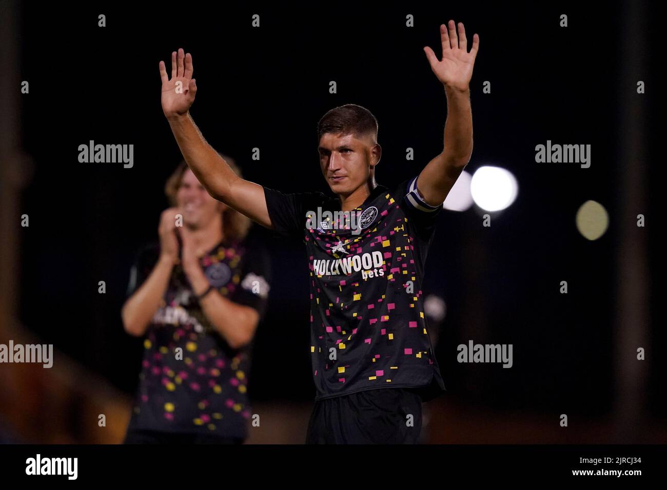 Brentford's Vitaly Janelt applauds supporters after the Carabao Cup ...