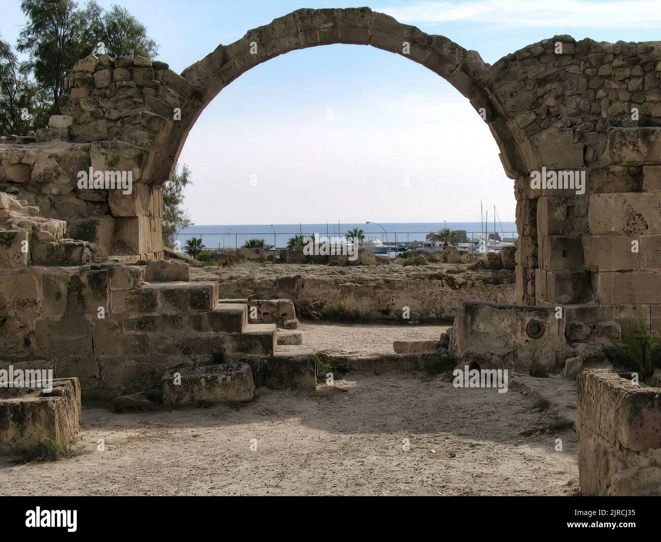 Saranta Kolones at Paphos Archaeological Park, Cyprus. (1 Stock Photo ...