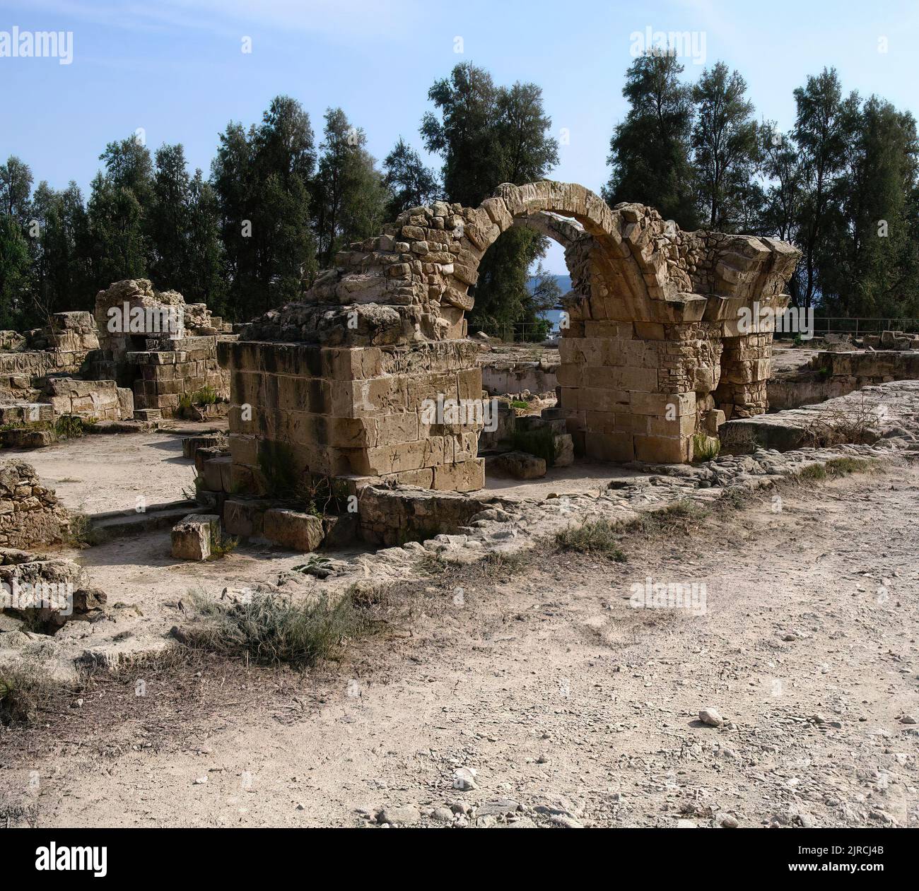 Saranta Kolones at Paphos Archaeological Park, Cyprus. (1 Stock Photo ...