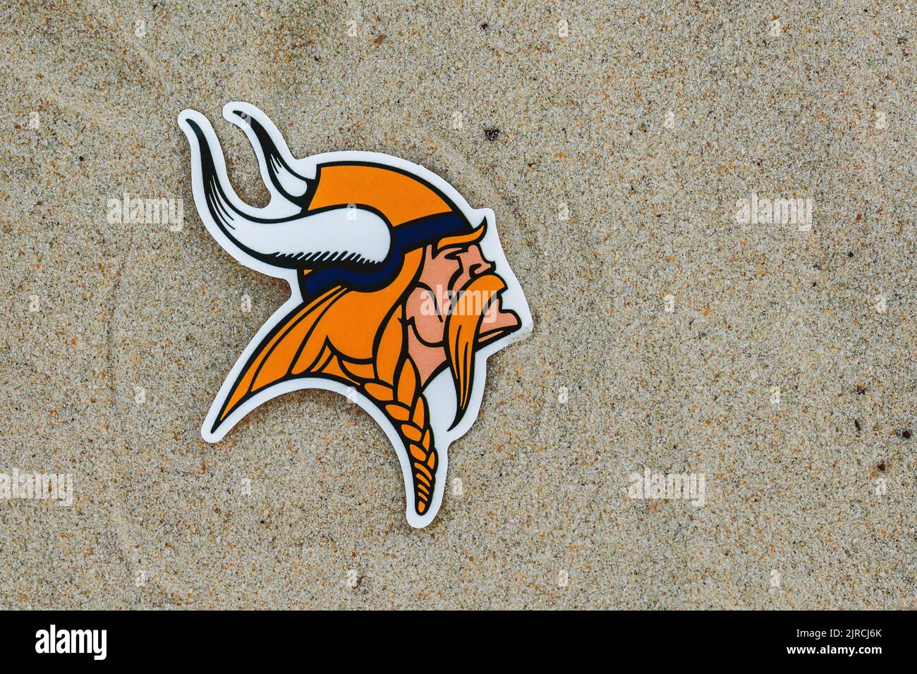 September 15, 2021, Moscow, Russia. The emblem of the Minnesota Vikings ...