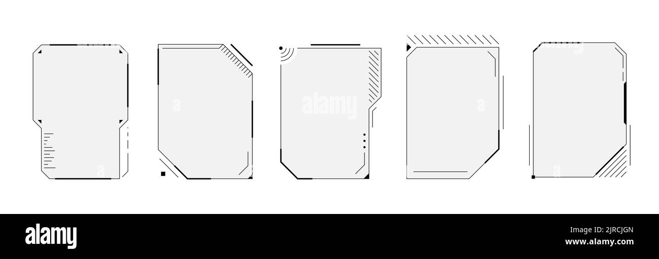 HUD digital futuristic user interface square vertical frame set. Sci Fi ...