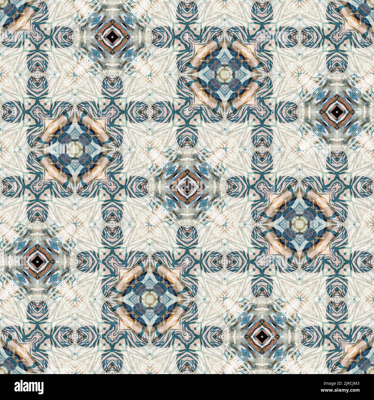 Retro boho geometric kaleidoscope scarf pattern background. Colorful ...