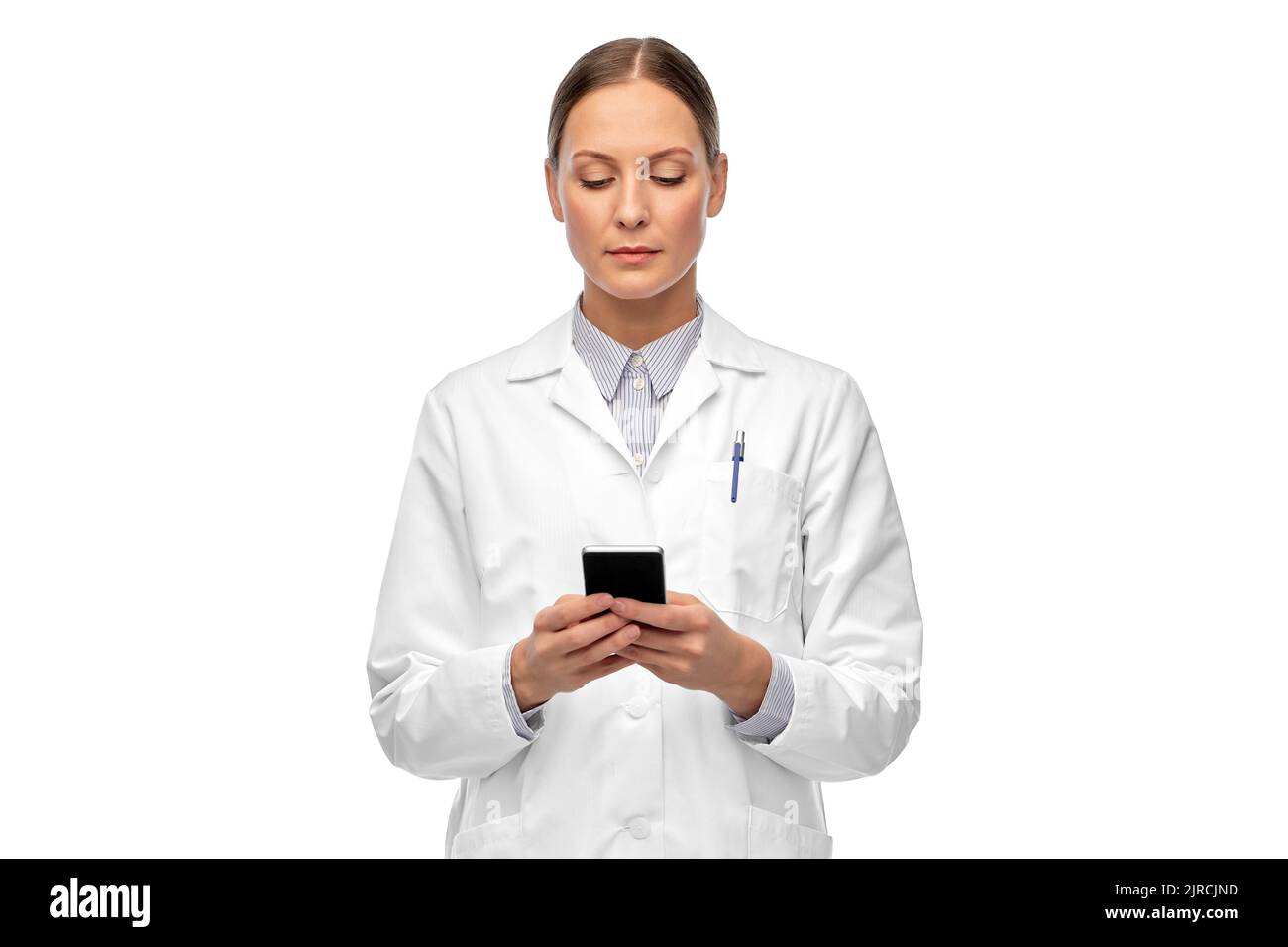 Female doctor texting cell phone hi-res stock photography and images - Alamy