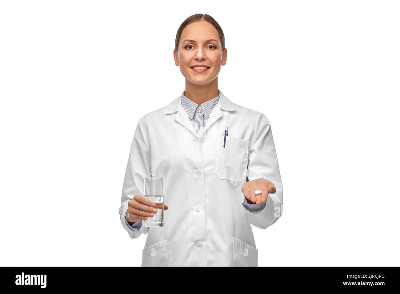 doctor with medicine and glass of water Stock Photo - Alamy