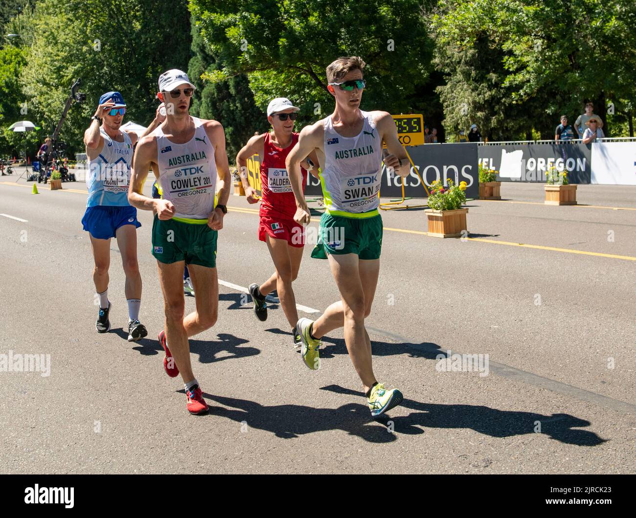 Rhydian Cowley and Kyle Swan of Australia competing in the men’s 20k ...