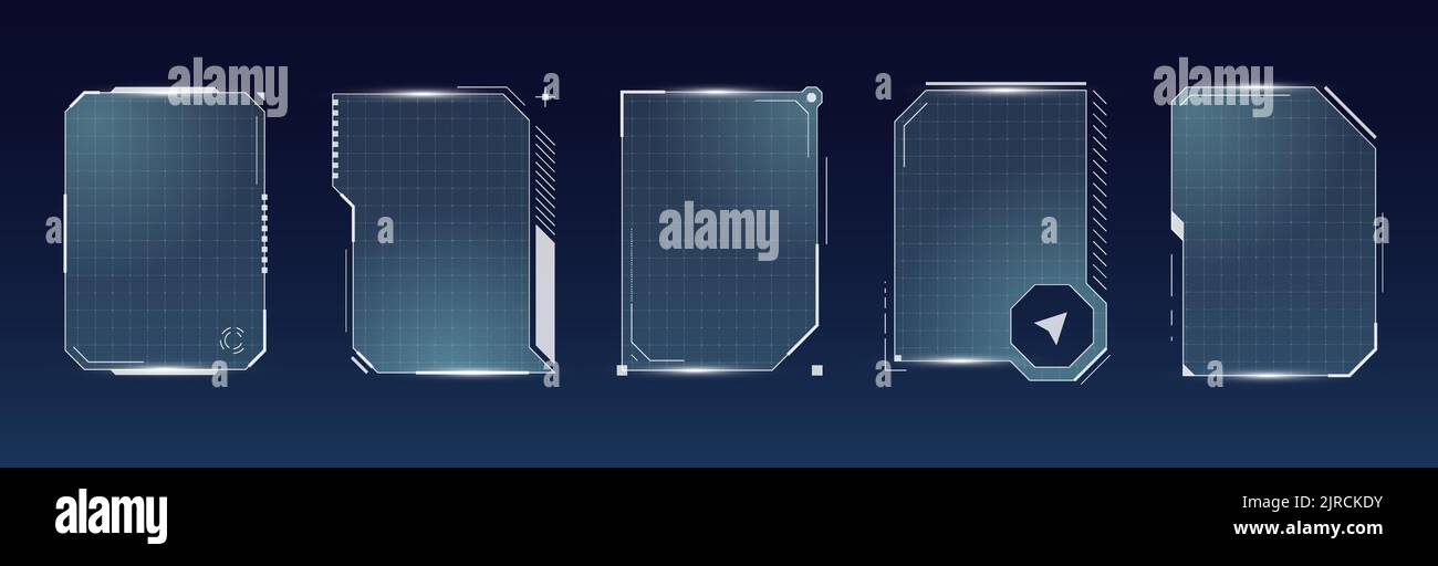 HUD digital futuristic user interface square frame set. Sci Fi high ...