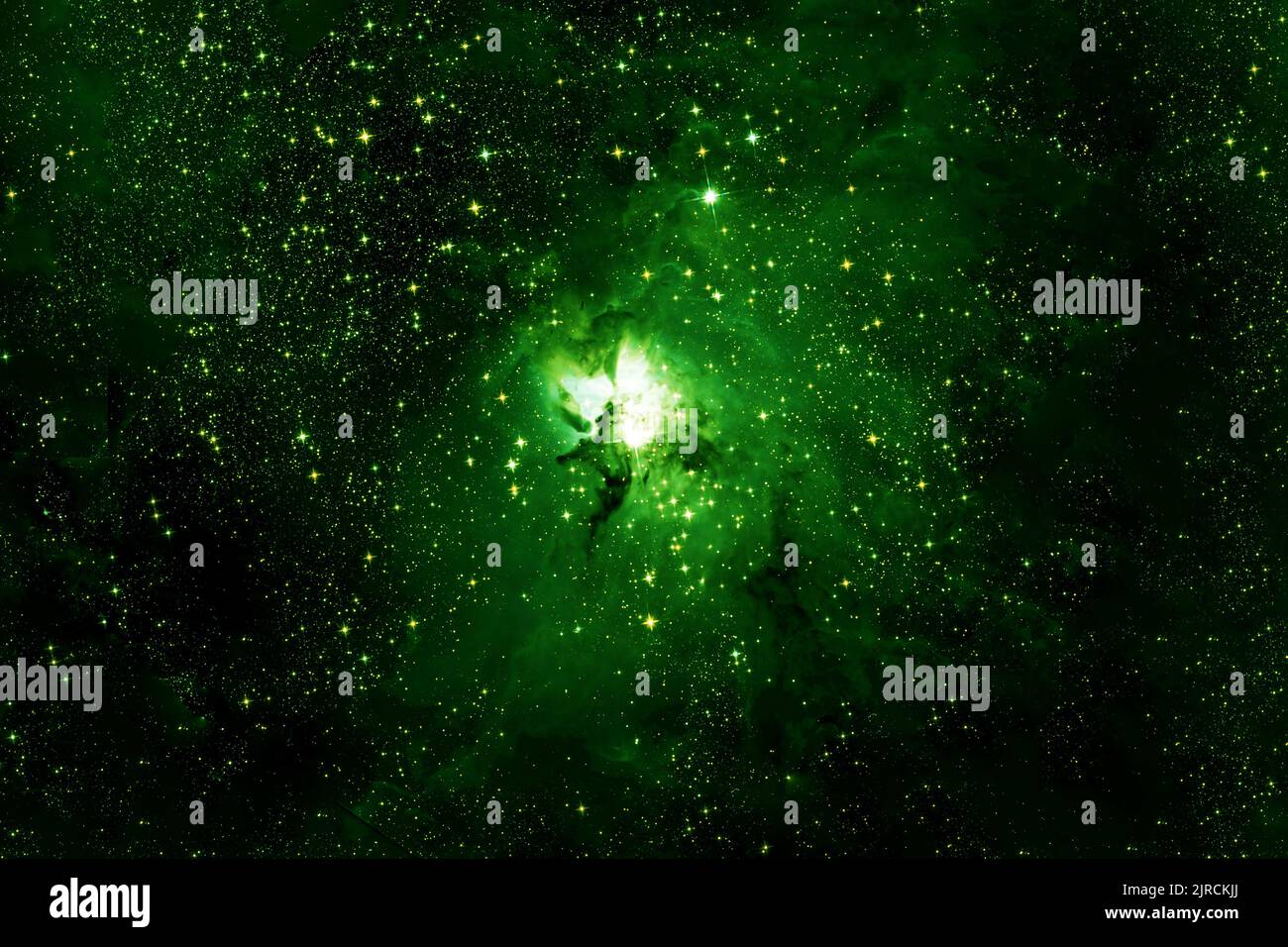 Green space nebula in dark space. Elements of this image furnished by ...