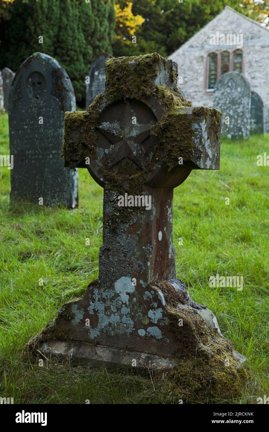 A gravestone in St John's church's graveyard, in St. John's in the Vale ...