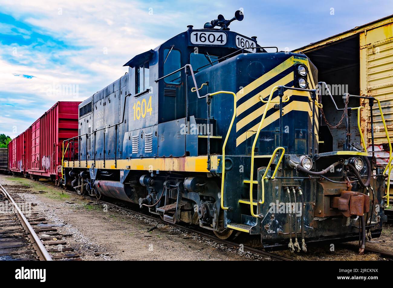 Engine 1604 sits in the Mississippi Central Railroad yard at the Holly ...