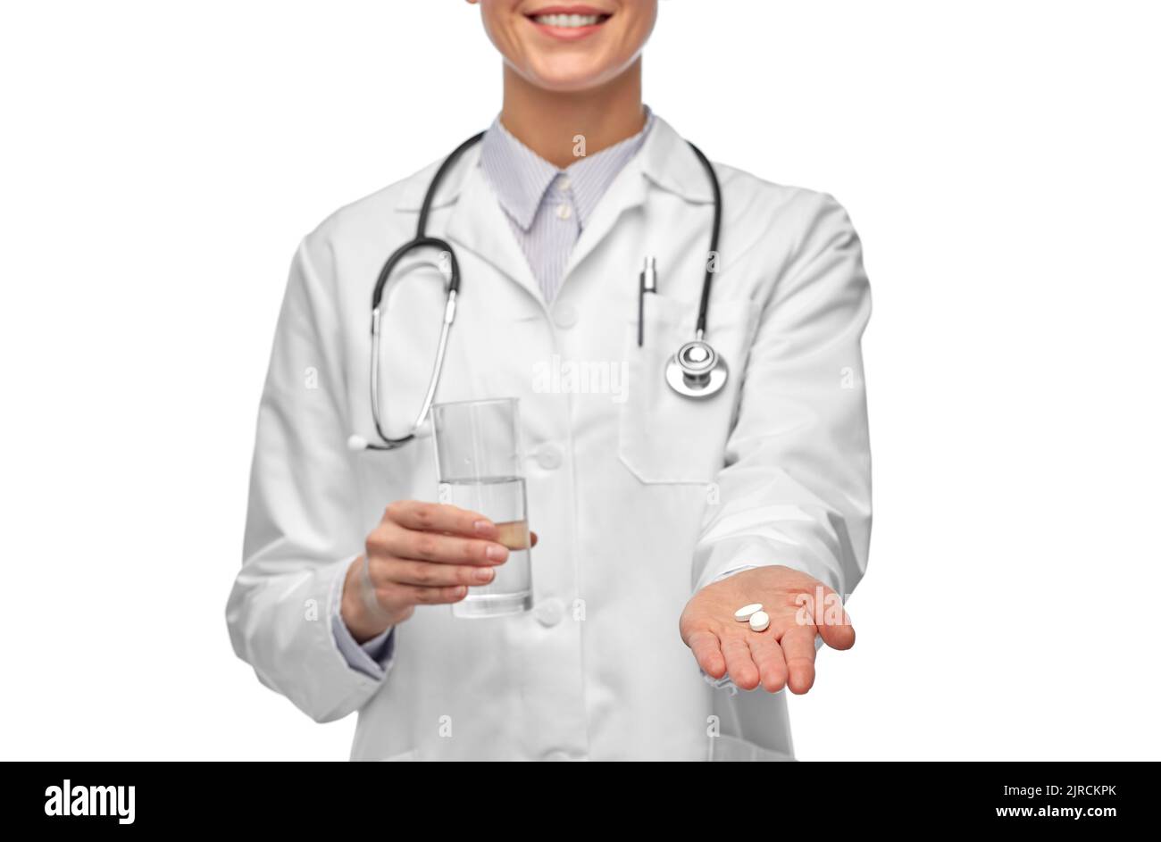 doctor with medicine and glass of water Stock Photo - Alamy