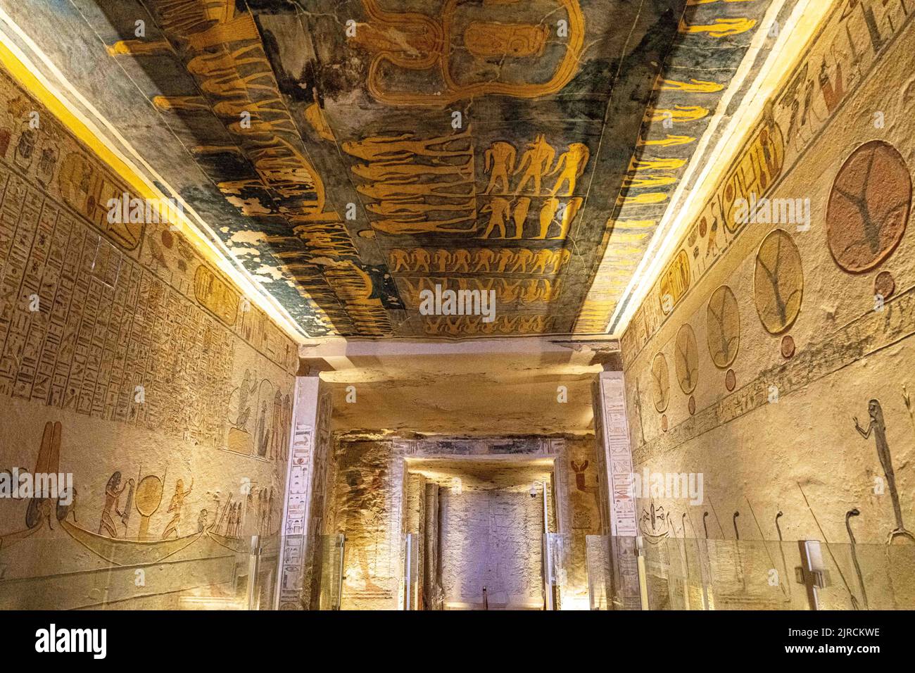 KV6 Tomb of Ramesses IX intact with hieroglyphs and paintings at the ...