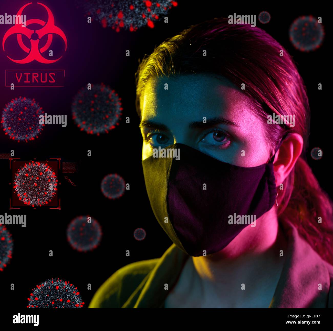 woman wearing reusable mask protecting from virus Stock Photo - Alamy