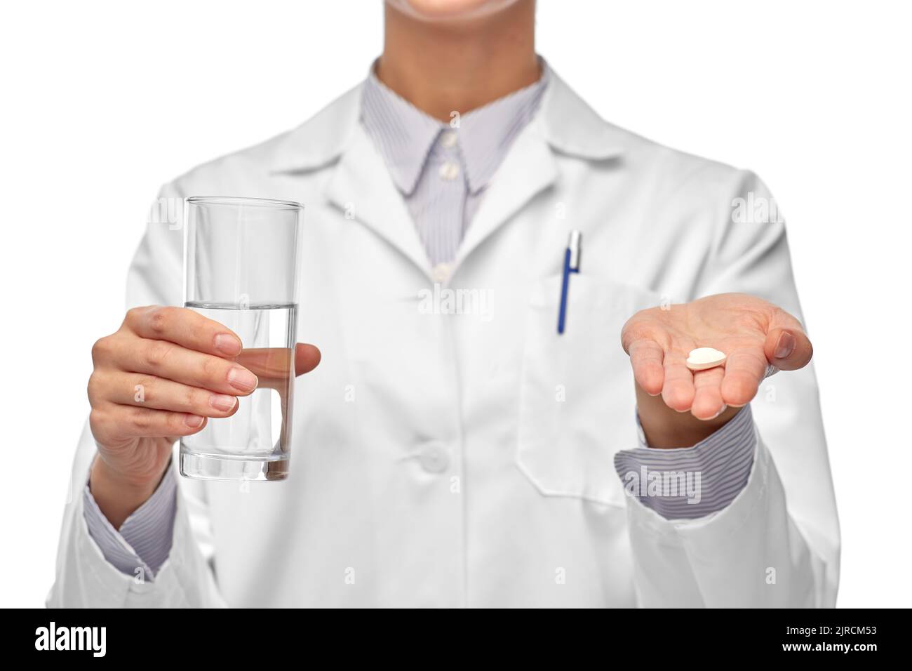 female doctor with medicine and glass of water Stock Photo - Alamy