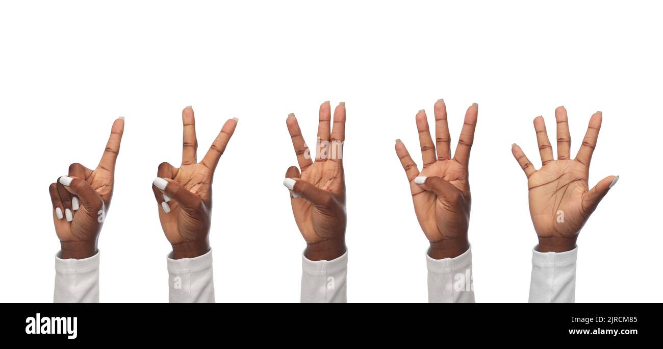 hands of african american women showing fingers Stock Photo - Alamy