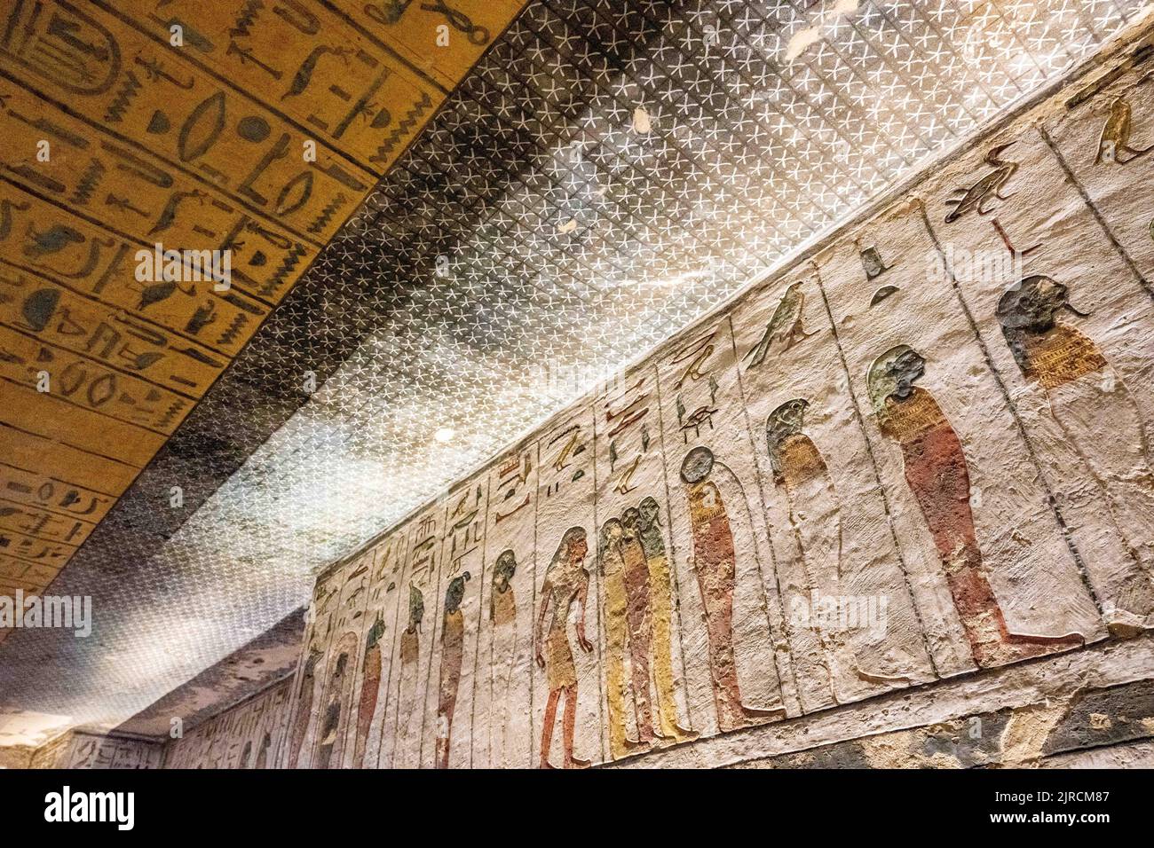 KV6 Tomb of Ramesses IX intact with hieroglyphs and paintings at the ...