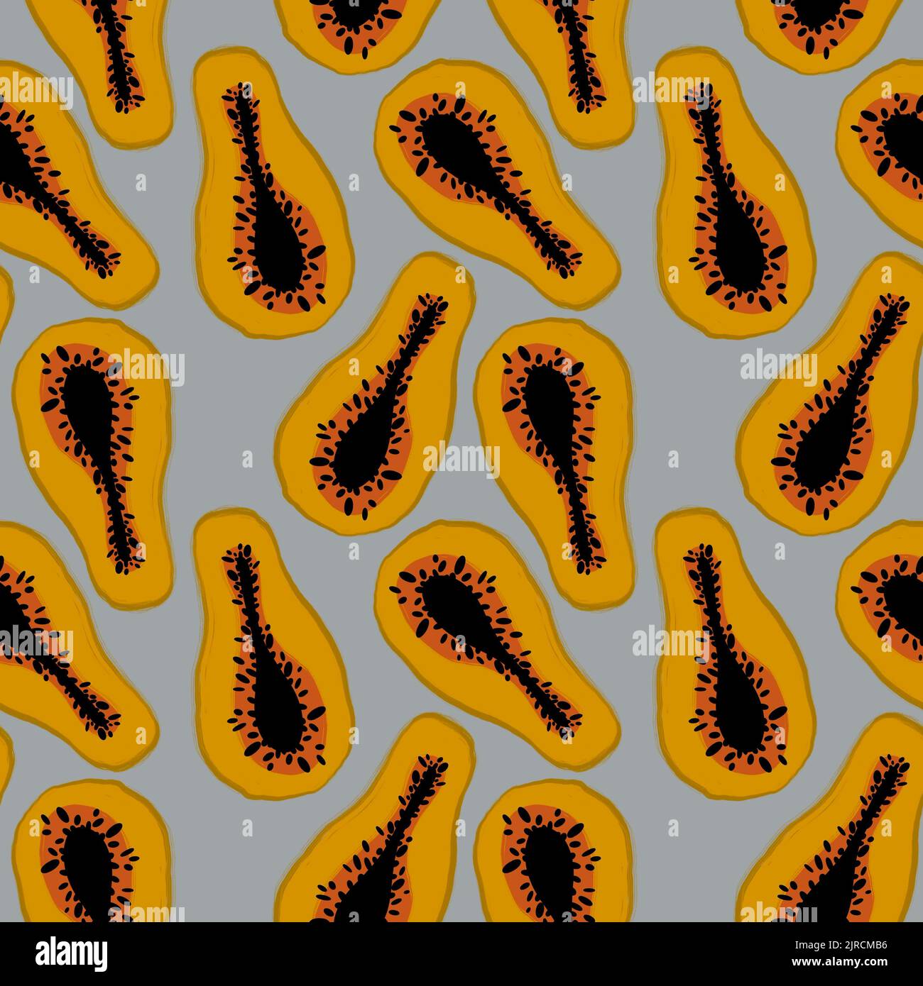 Summer cartoon seamless yellow papaya pattern for clothes print and ...