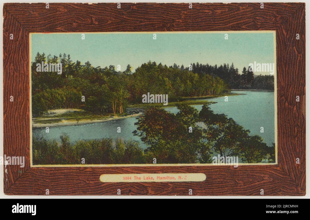 The Lake, Hamilton, New Zealand, 1909, Hamilton, by Muir & Moodie Stock ...