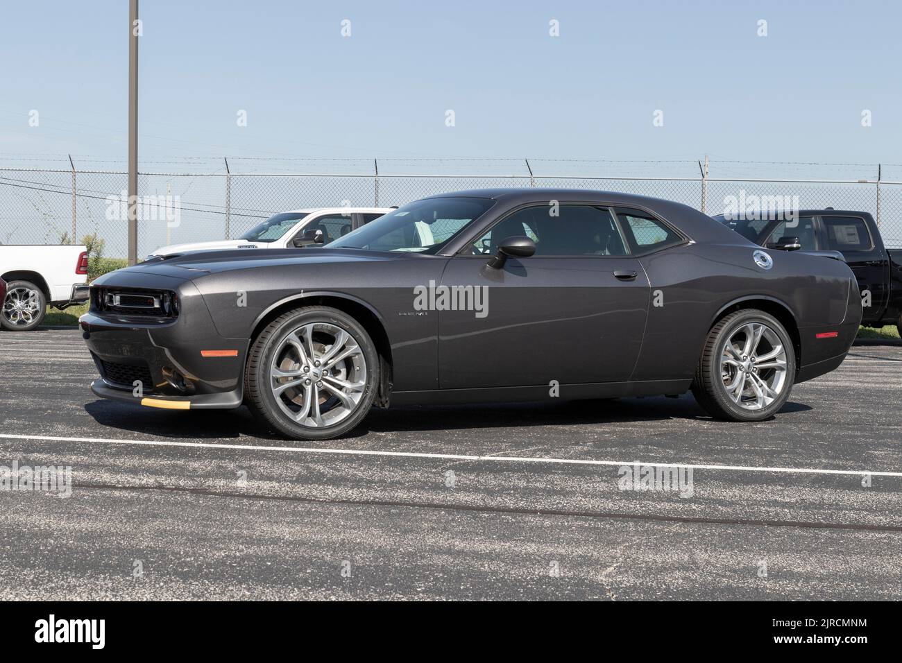 Bunker Hill - Circa August 2022: Dodge Challenger display. Stellantis ...