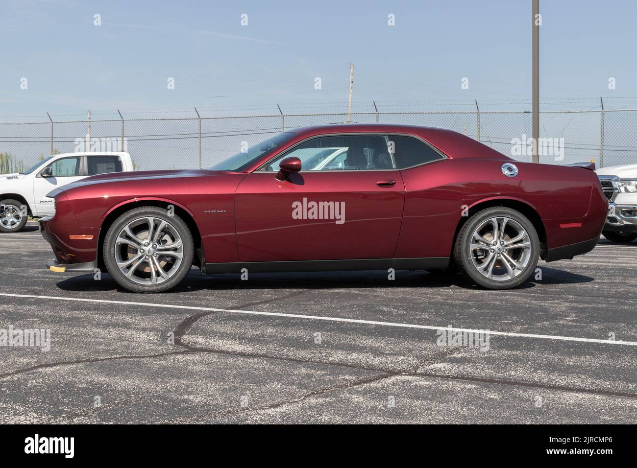Bunker Hill - Circa August 2022: Dodge Challenger display. Stellantis ...