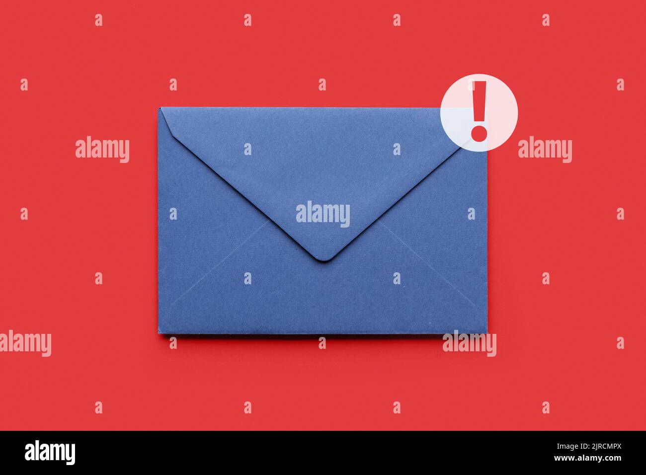 Paper envelope with urgent message on red background Stock Photo - Alamy
