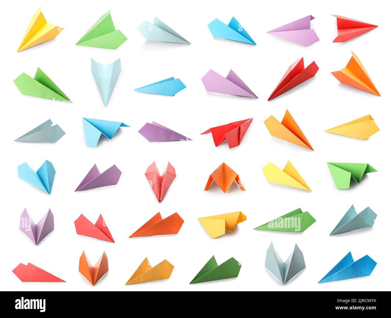 Set of colorful paper planes isolated on white Stock Photo - Alamy