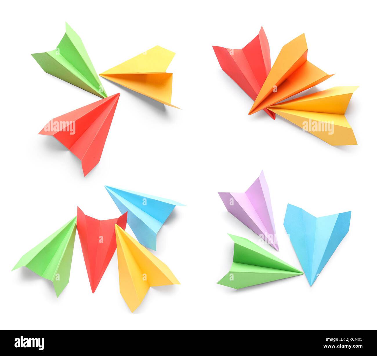 Set of colorful paper planes isolated on white Stock Photo - Alamy