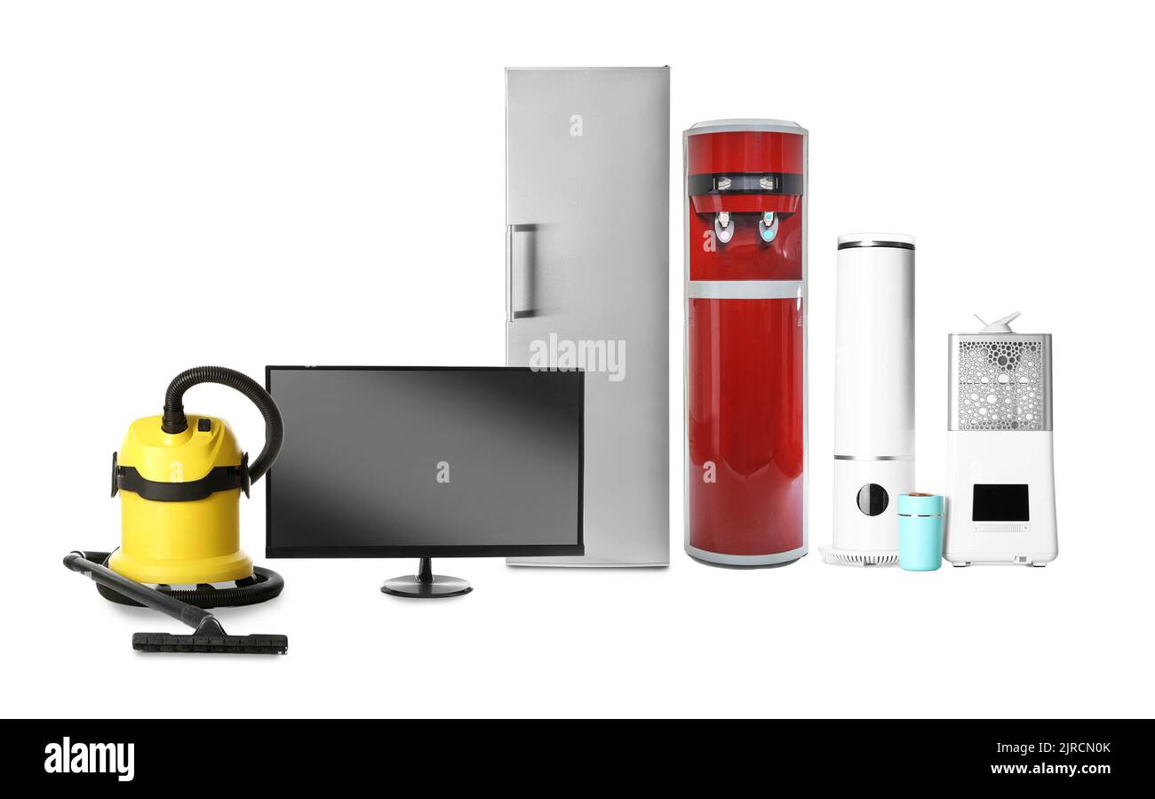 Set of different household appliances isolated on white Stock Photo - Alamy