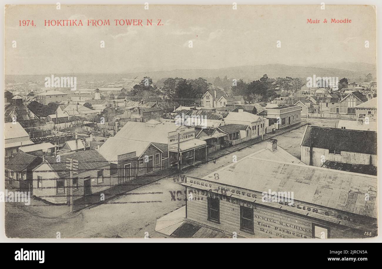 Hokitika, from Tower, New Zealand, 1904, Hokitika, by Muir & Moodie ...
