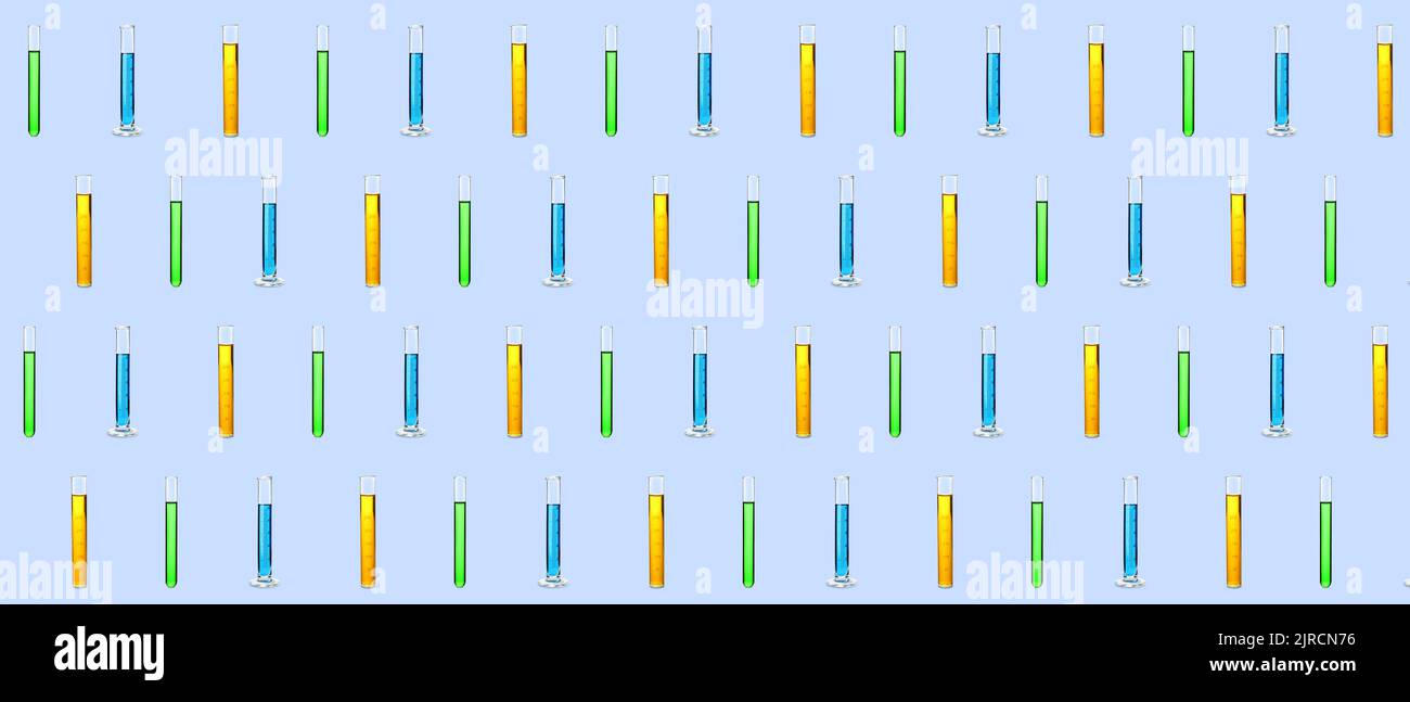 Many test tubes on light blue background. Pattern for design Stock ...