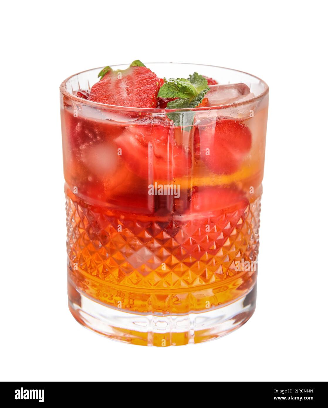 Glass of strawberry lemonade on white background Stock Photo - Alamy