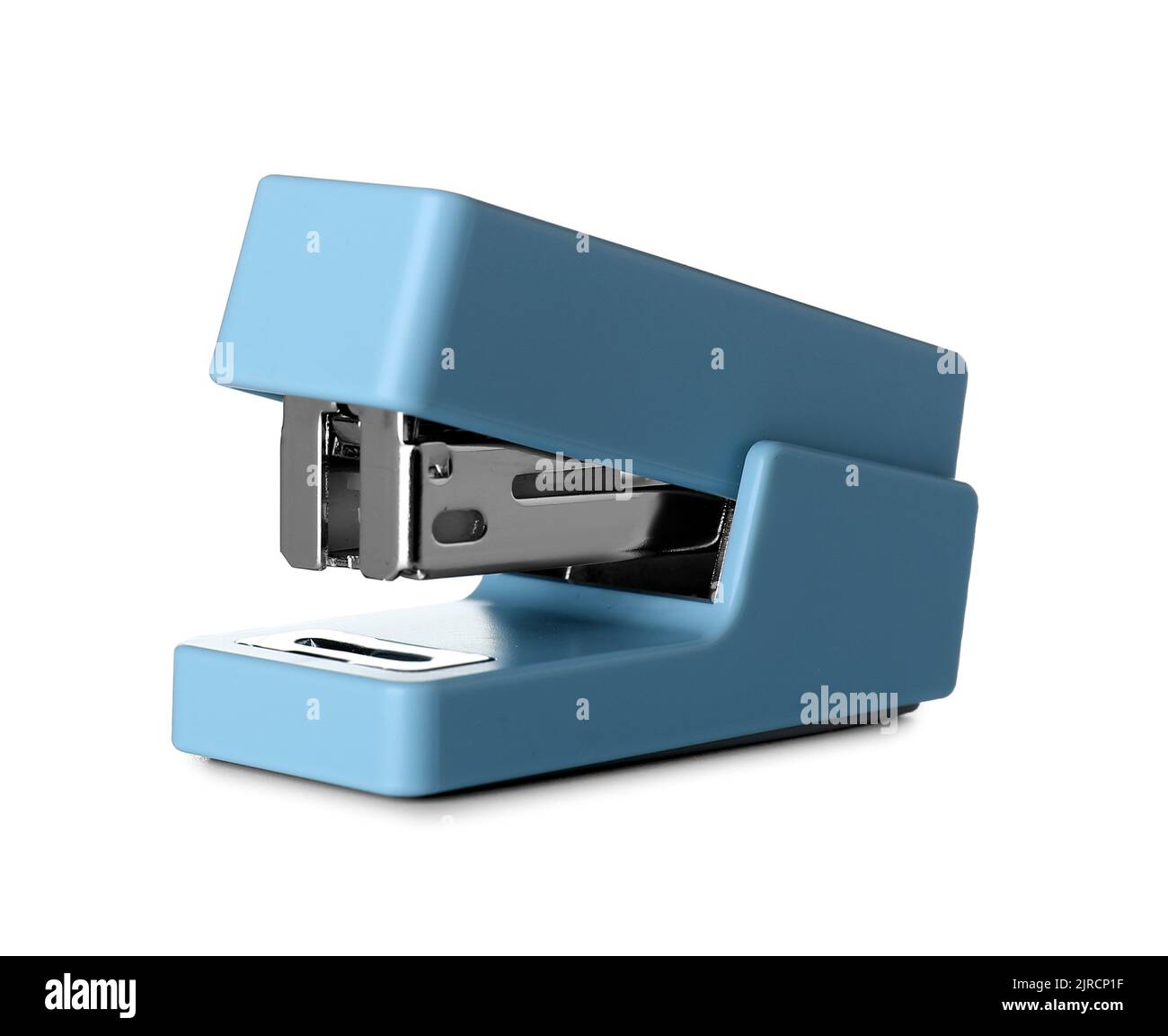 Modern blue stapler on white background Stock Photo - Alamy