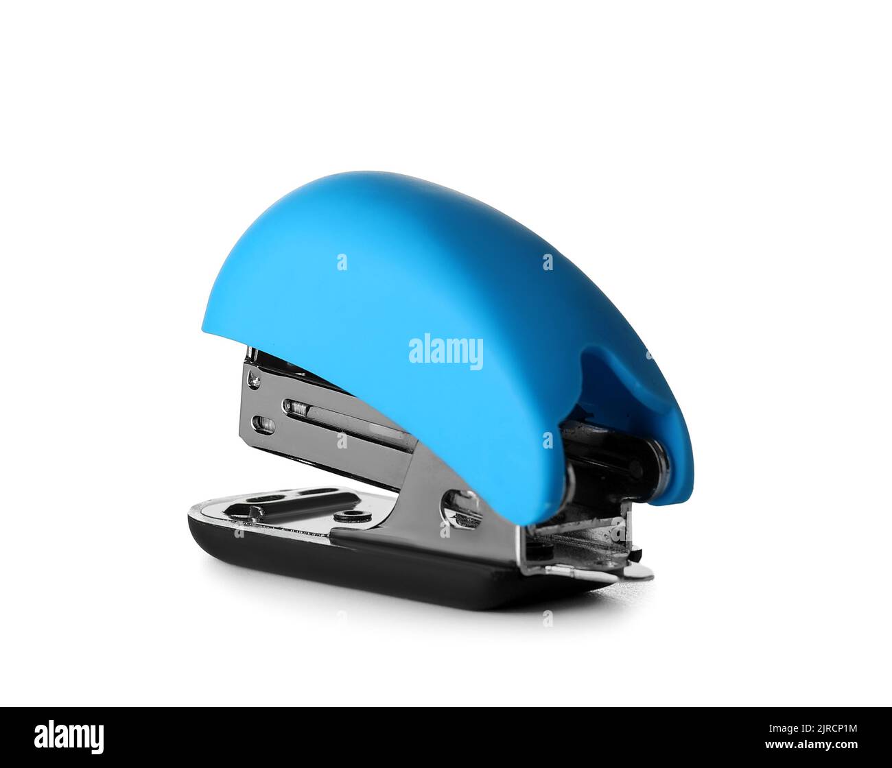 Modern blue stapler on white background Stock Photo - Alamy