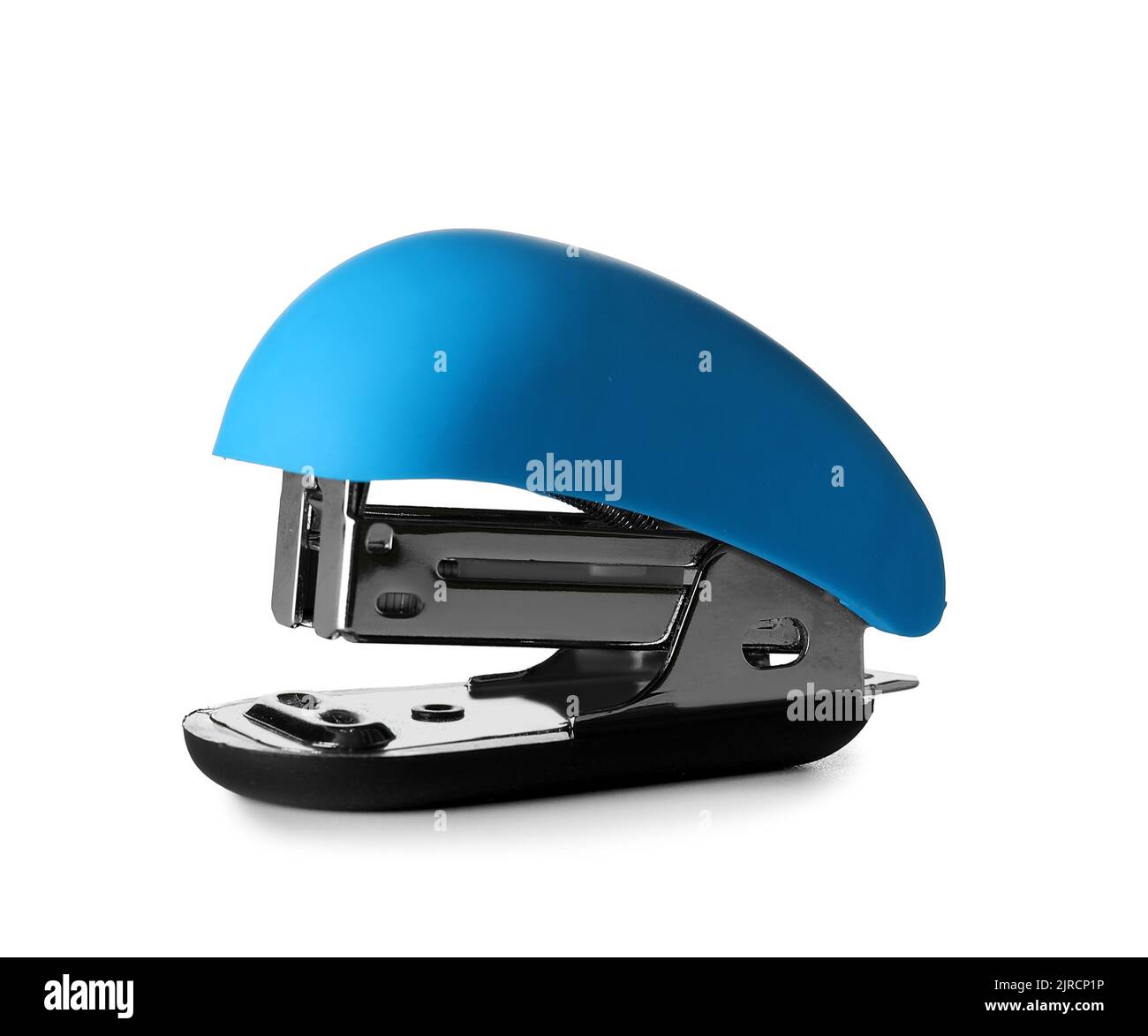 Modern blue stapler on white background Stock Photo - Alamy
