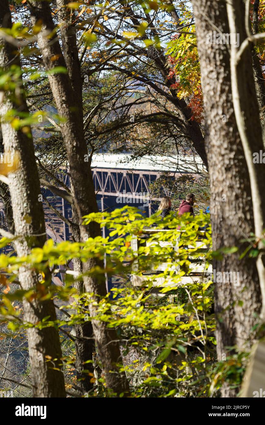 An overlook viewing the New River Gorge Bridge by the Canyon Rim ...