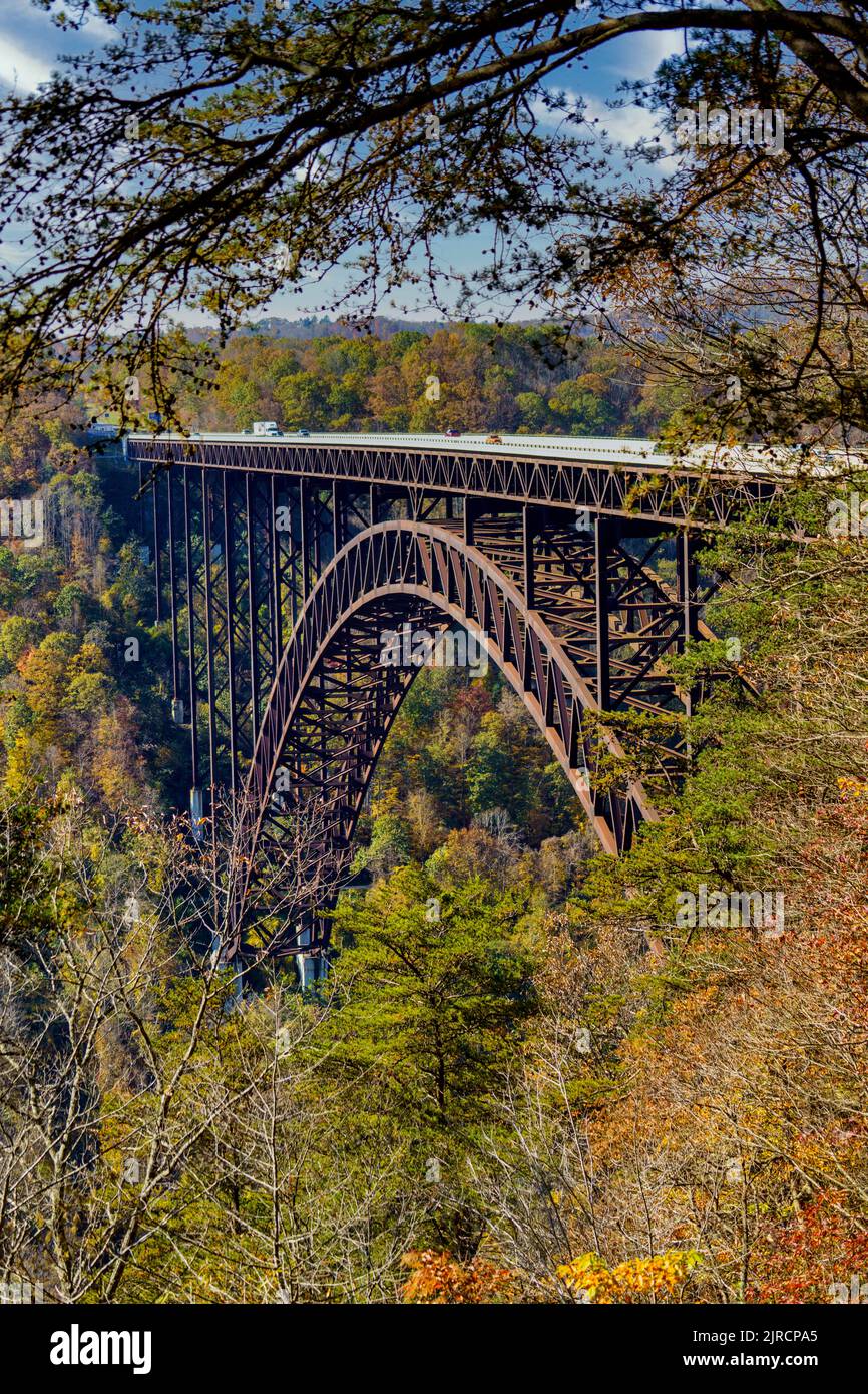 Autumn view of the New River Gorge Bridge by the Canyon Rim Visitor ...