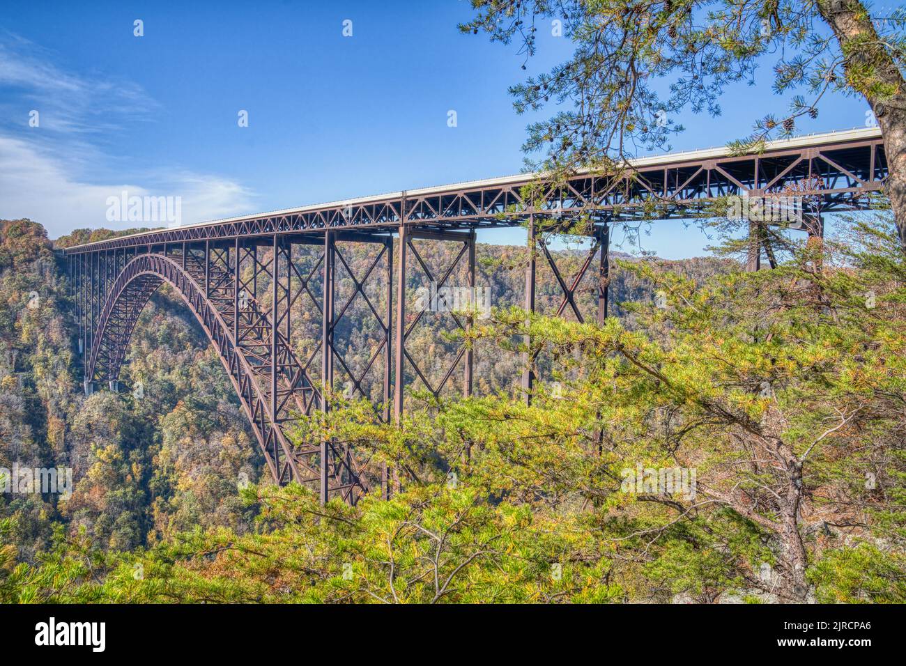 The steel arch New River Gorge Bridge by the Canyon Rim Visitor Center ...