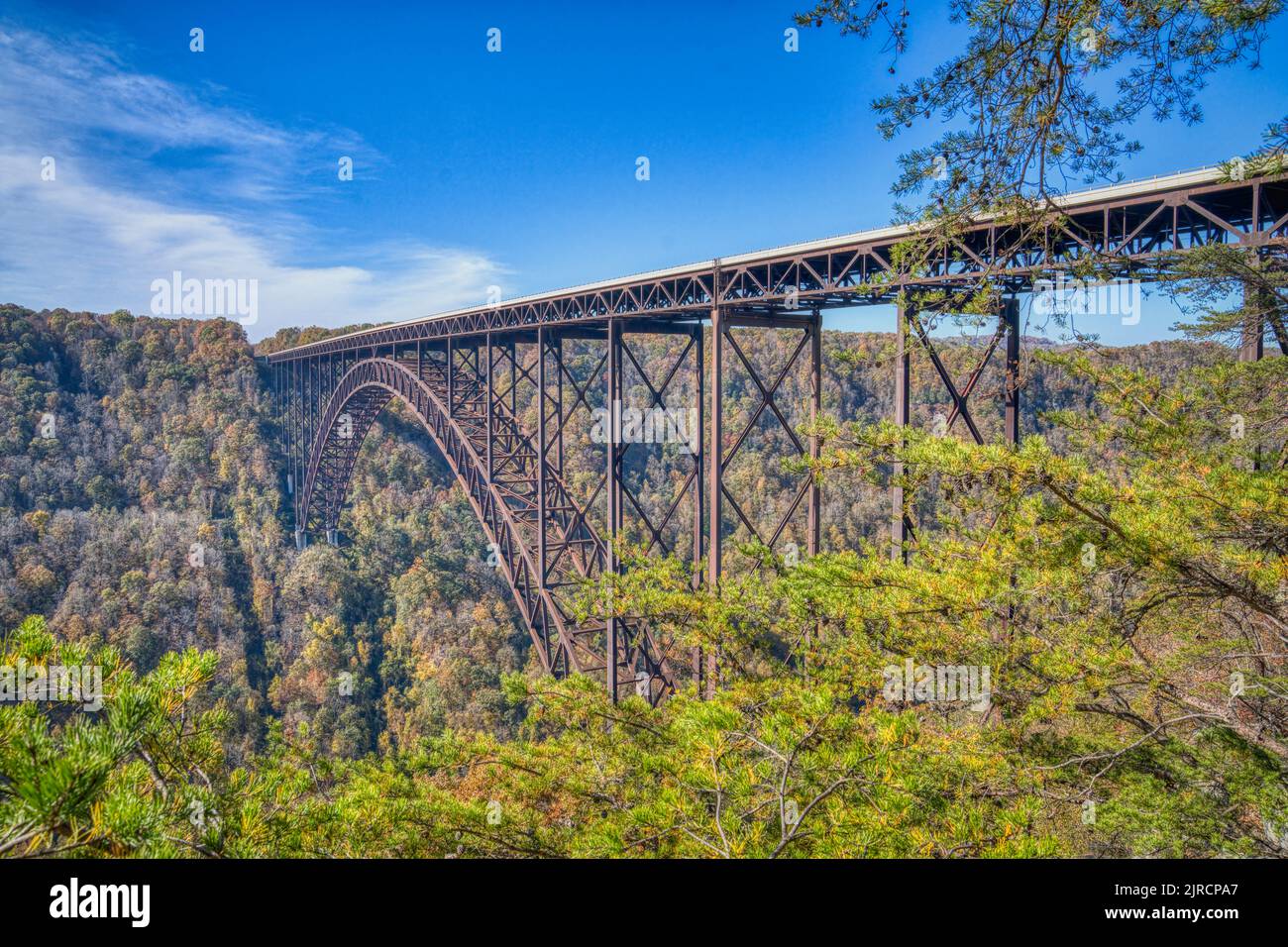 The steel arch New River Gorge Bridge by the Canyon Rim Visitor Center ...