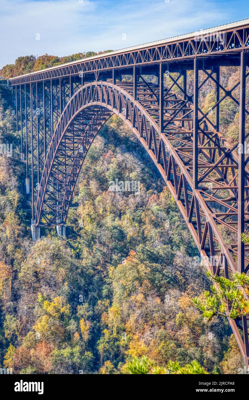 Detail of the steel arch New River Gorge Bridge by the Canyon Rim ...