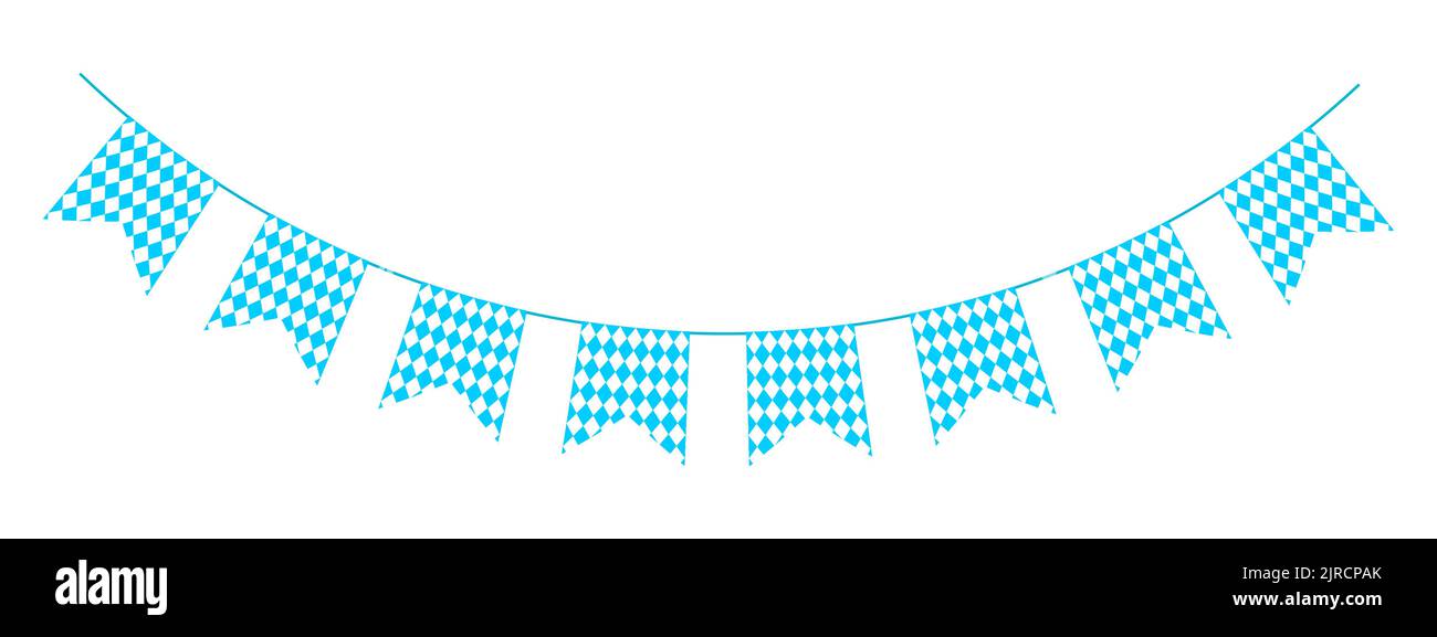Oktoberfest garland with flags in Bavarian colors. Bunting for ...